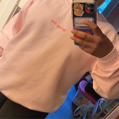 Spring Day Embroidered Sweatshirt Light Pink Sweatshirt BTS - Etsy