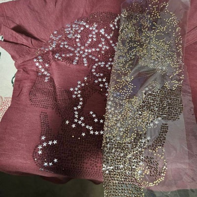 Rose Rhinestone Transfer Bling Hot Fix Iron on Patch Motif Design ...