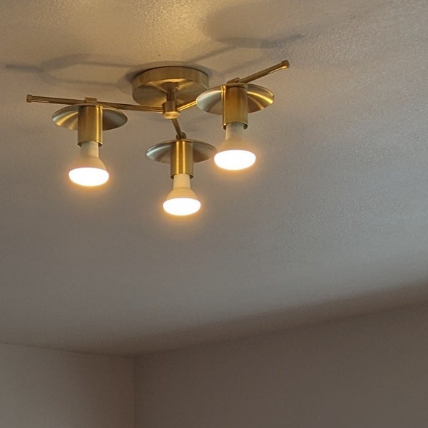 3 Bulb Ceiling Light - Decorative Lighting - Unfinished Brass - Semi ...