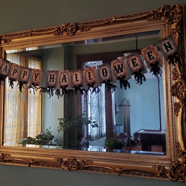 Vintage-inspired Halloween Decor, Banner With Black Bows and ...