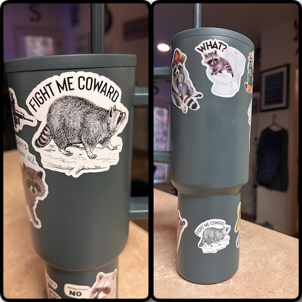 Fight Me Coward Raccoon Sticker, Raccoon Sticker Decal - Etsy