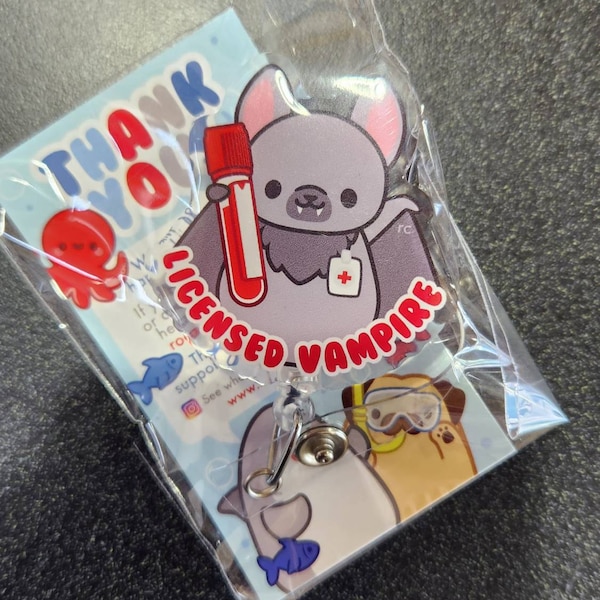 Licensed Vampire Acrylic ID Badge Reel for Phlebotomists, Phlebotomy ...