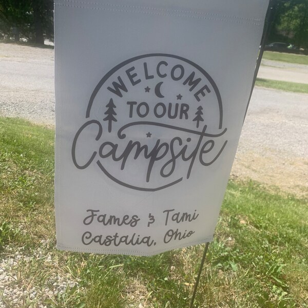 Welcome to Our Campsite Personalized Garden Flag, Custom Camping Flag ...