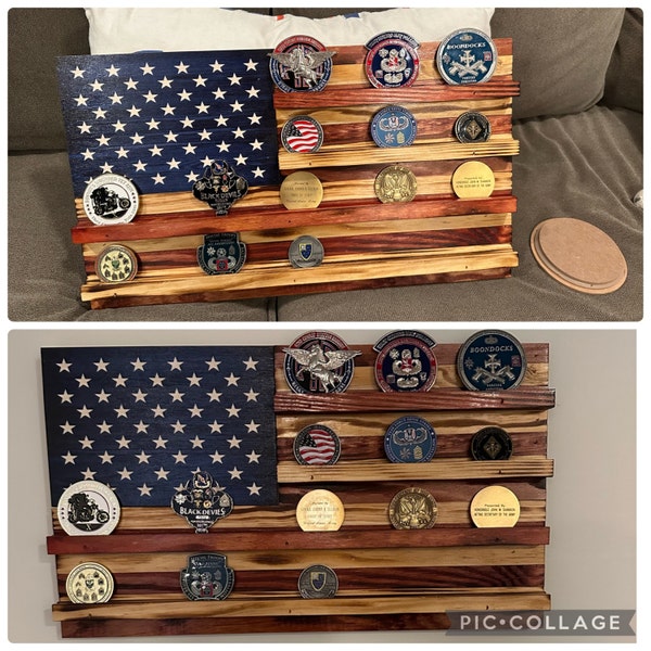 Handmade American Flag Challenge Coin Hanging Wall Display Rack - Etsy