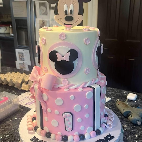 Minnie Mouse Cake Topper Minnie Mouse Birthday Cake Edible Fondant - Etsy