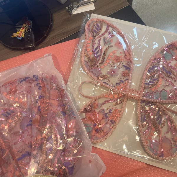 Adult Extra Large Floral Embroidery Fairy Wings Hand Crafted High ...