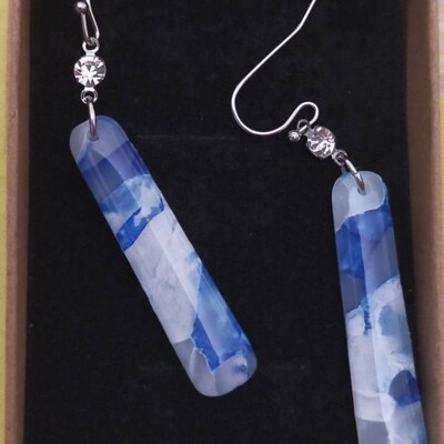 Moss Green and Rose Gold Marble Translucent Earrings Handmade Polymer ...