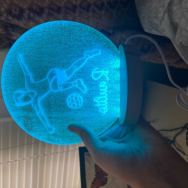 Personalized LED Desk Table Lamp Soccer Ball Design Night Light Custom ...