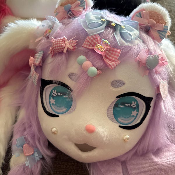 Candy Lavender Bunny Kigurumi Fursuit Furry Head Kig Style,white Bunny ...