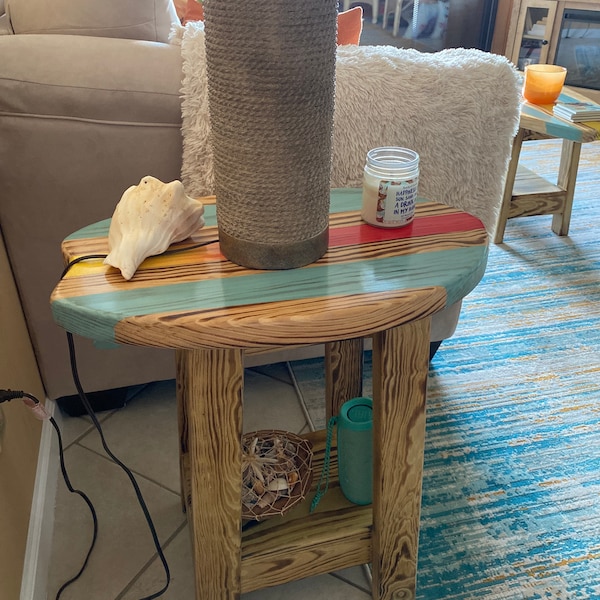 18 Inch Tall, 24 Inch Tall, Surfboard Table, End Table, Surfboard End ...