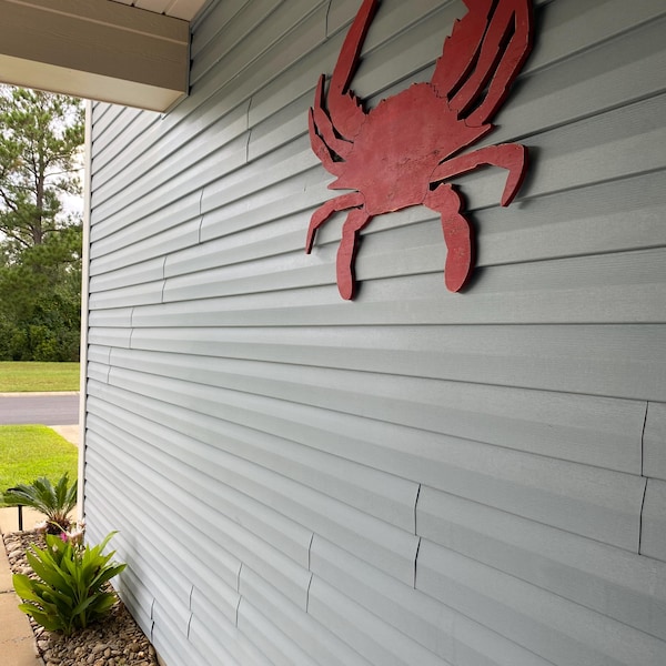 Beach Crab Sign Wooden Giant Crab Wall Art Beach Coastal Sign Nautical ...