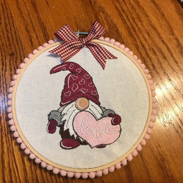 Valentine Gnome Embroidery Design, Happy Valentine's Day Embroidery ...