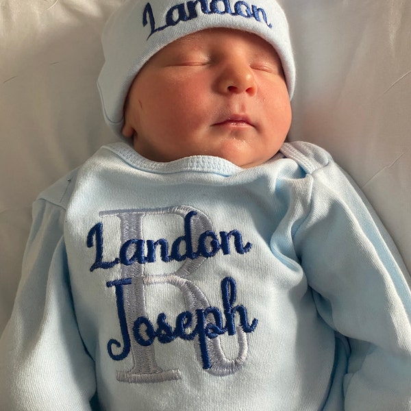 Personalized Baby Boy Coming Home Outfit, Monogrammed Baby Clothes ...