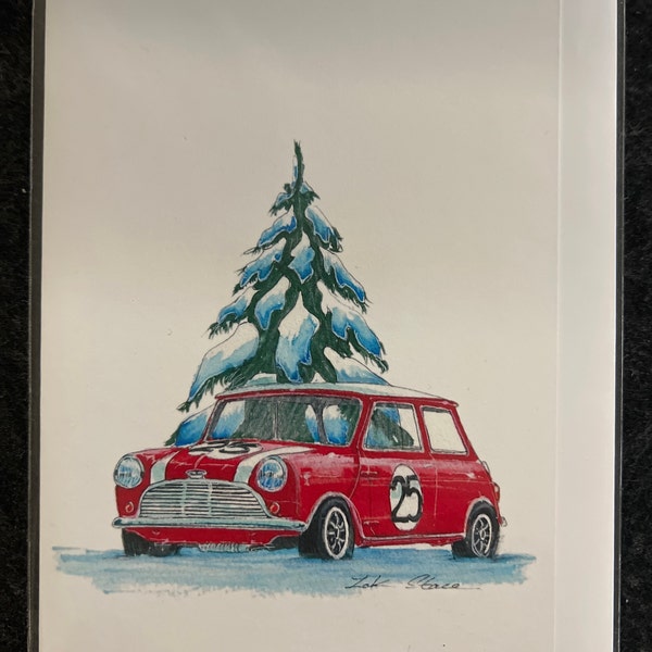 BMW E30 Christmas Card Festive Car Cards Hand Drawn Illustration ...