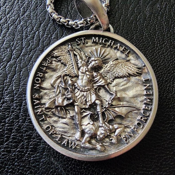 Handmade Archangel Saint Michael Necklace, Personalized Silver ...