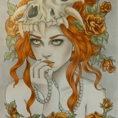 Pearl in Roses Mariola Budek Premium Coloring Page Printable Adult ...