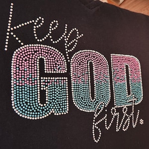 Keep God First Digital Rhinestone Template Ss10 Hotfix Rhinestones SVG ...