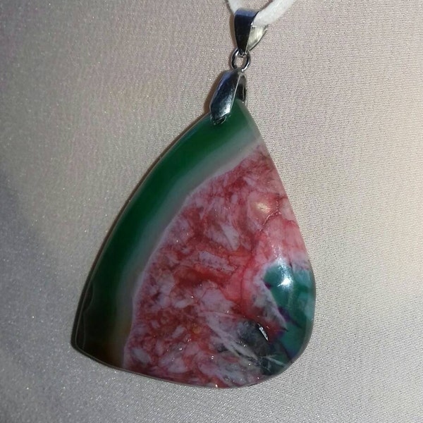 Gorgeous Watermelon Agate Geode Crystal Pendant Necklace. 10 Different ...