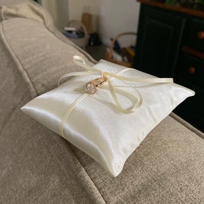Small Ring Pillow, Ivory Satin Engagement Ring Pillow, Mini Ring Bearer ...