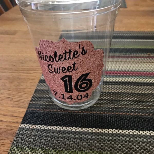 Sweet Sixteen Cups, Sweet 16 Cups, Sweet 16 Drinkware, Sweet 16 Favors ...