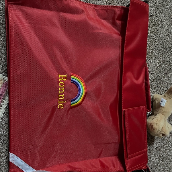 Personalised Premium Rainbow School Book Bag With Strap - Etsy UK