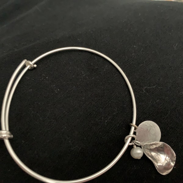Sterling Silver Adjustable Bangle Bracelet, .925, Silver Add a Charm ...