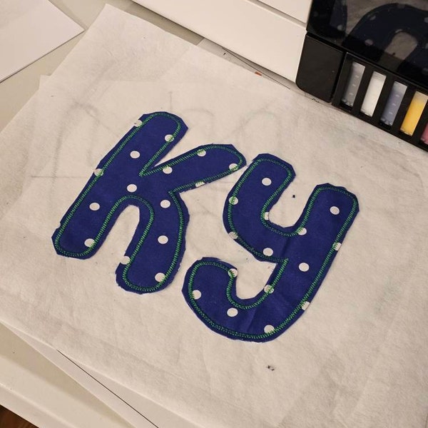 Chenille Yarn Script Font Applique Embroidery Seven Sizes 2, 3, 4, 5, 6 ...