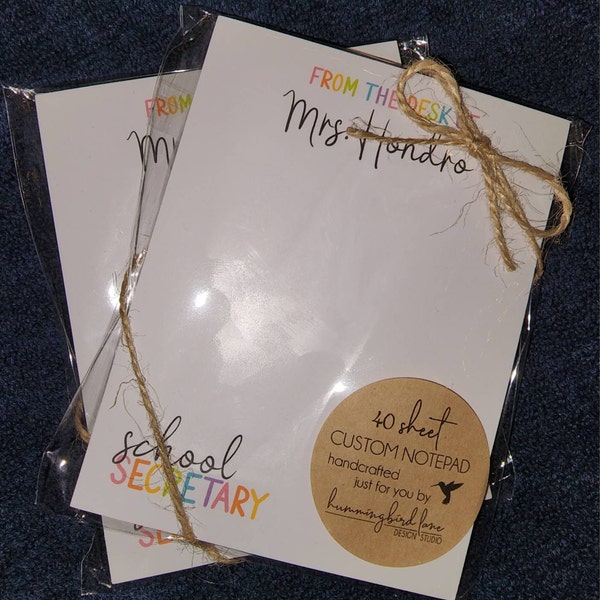 School Secretary Notepad, Personalized Secretary Notepad, Gift for ...