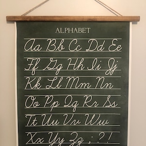 Vintage Alphabet Cursive Classroom Poster Digital Chalkboard Word Art ...