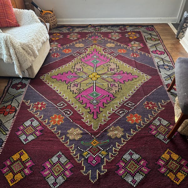 Turkish Kilim Rug, Large Anatolian Rug, 5.6 X 10.3 Ft, Bedroom Rug ...