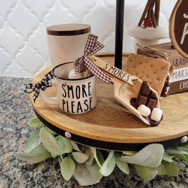 Smores Tiered Tray Decor, Smore Station, Smore Bar Summer Tiered Tray ...