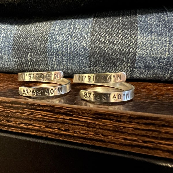 Coordinates Wrap Ring - Sterling Silver, Gold Filled, Rose Gold Filled ...