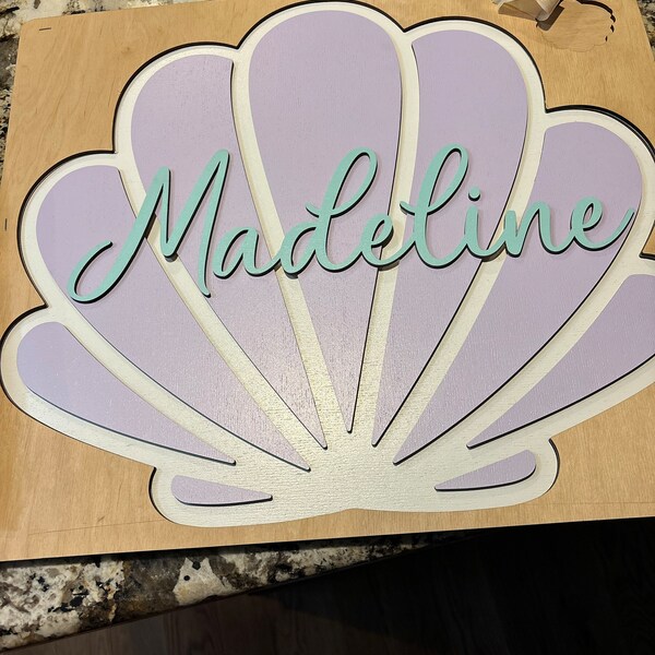 Personalized Seashell Name Sign - Under the Sea Wooden Sign - Ocean ...