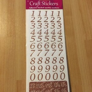 Glitter Number Stickers, Rose Gold, Gold, Silver Sparkly Script Number ...