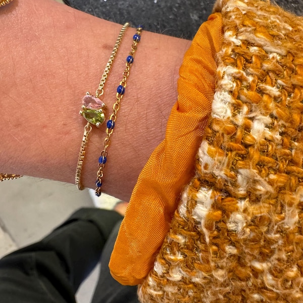 14k Gold Birthstone Bracelet, Teardrop Birthstone Bracelets, Family ...