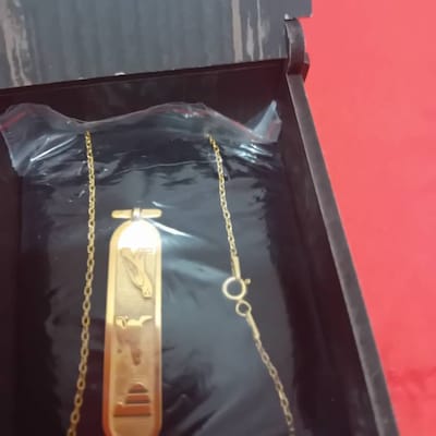 Egyptian Cartouche God Bastet Necklace, Hieroglyph Necklace Jewelry ...