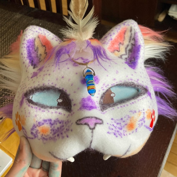 Felted Cat Mask Therian Paper Mache Cardboard DIY Plain White Blank ...