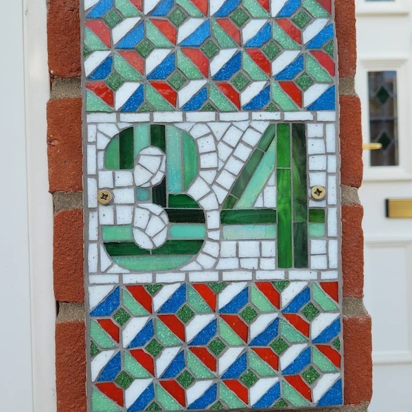 Mosaic, Art Nouveau, House Number, Address Plaque, Address Sign - Etsy
