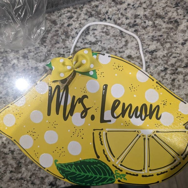 Personalized LEMON TEACHER SIGN Class Classroom Name Room Door Plaque ...