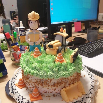 Digger and Builder Fondant Cake Topper Construction Worker Topper Boys ...