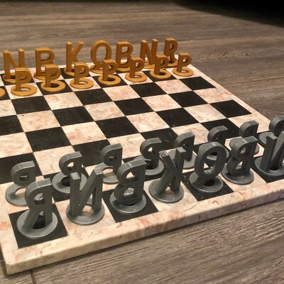 Letter Chess 3D Printed Chess Pieces BOARD NOT INCLUDED, Custom Chess ...