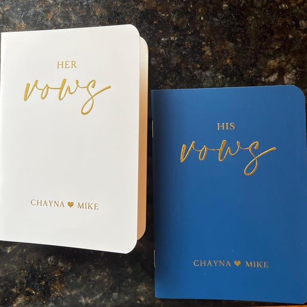 Custom Gold Foil Vow Book Set, Wedding Vow Books, His and Hers Vows ...