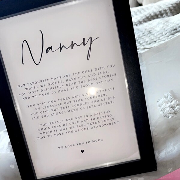 NANNY NANNIE Poem A4 A5 PRINT, Nanny Gift, Grandparent Poem, Nanny or ...