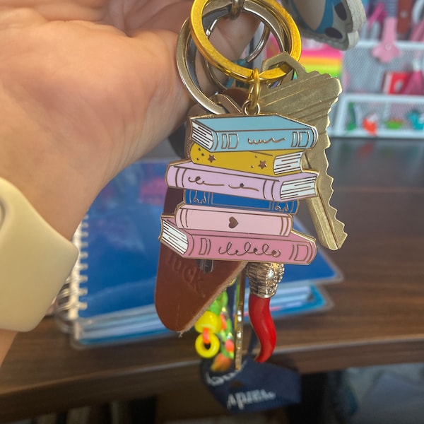 Book Lovers Gold Enamel Keychain - Etsy