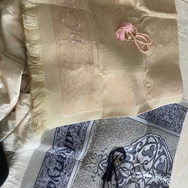Pink Color Personalized Prayer Mat, Eid Gifts, Islamic Gift Set, Prayer Mat Set, Islamic Wedding ...