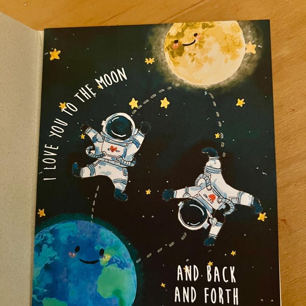 I Love You to the Moon and Back Funny Love Card for Husband, Kids Love ...