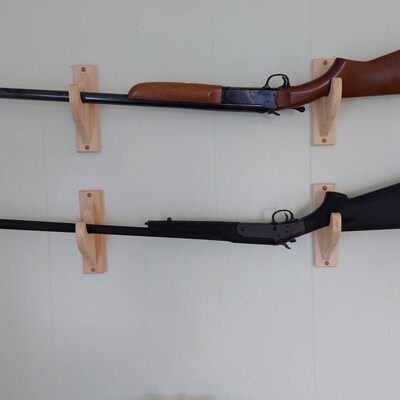 Pine Wooden Gun Rack Hangers Rifle Shotgun Sword Classic Wall Display ...