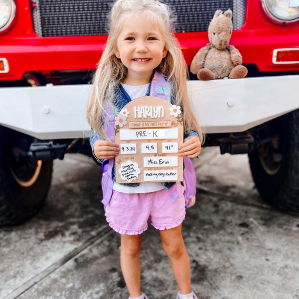 First Day of School Sign, Personalized Girl Back to School Sign, School ...