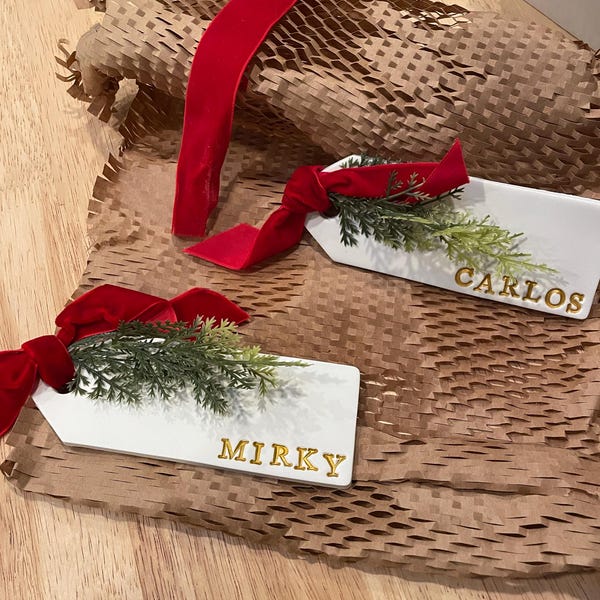 Handmade Clay Place Cards: Personalized Wedding Oyster Shell Name Tags ...