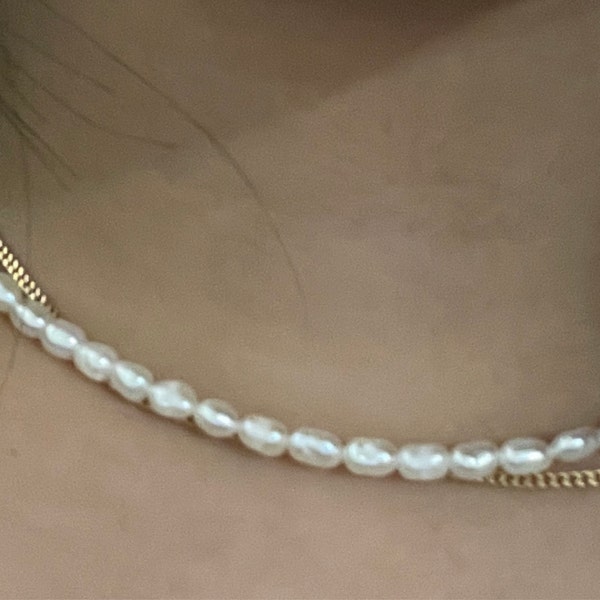 CLAM Sterling Silver Real Pearl Necklace Choker, Freshwater Pearl ...